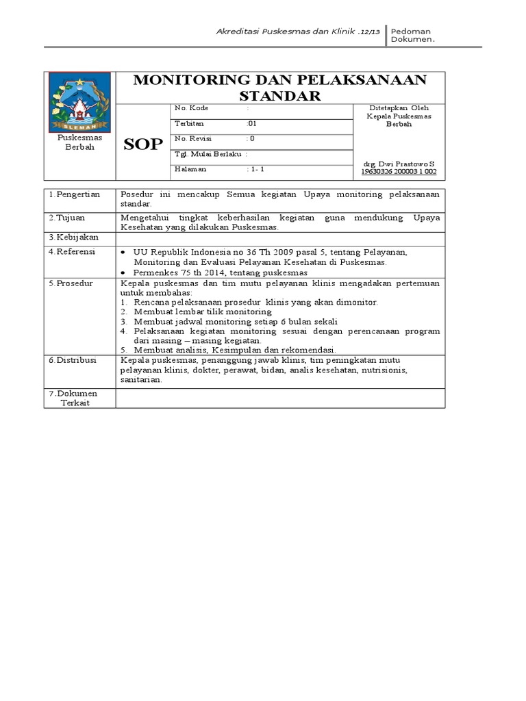 SPO Monitoring Dan Pelaksanaan Standar | PDF