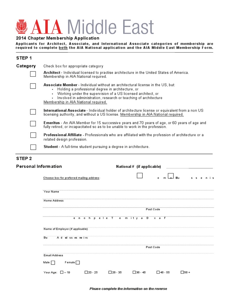AIA Middle East Membership Application | PDF | Business