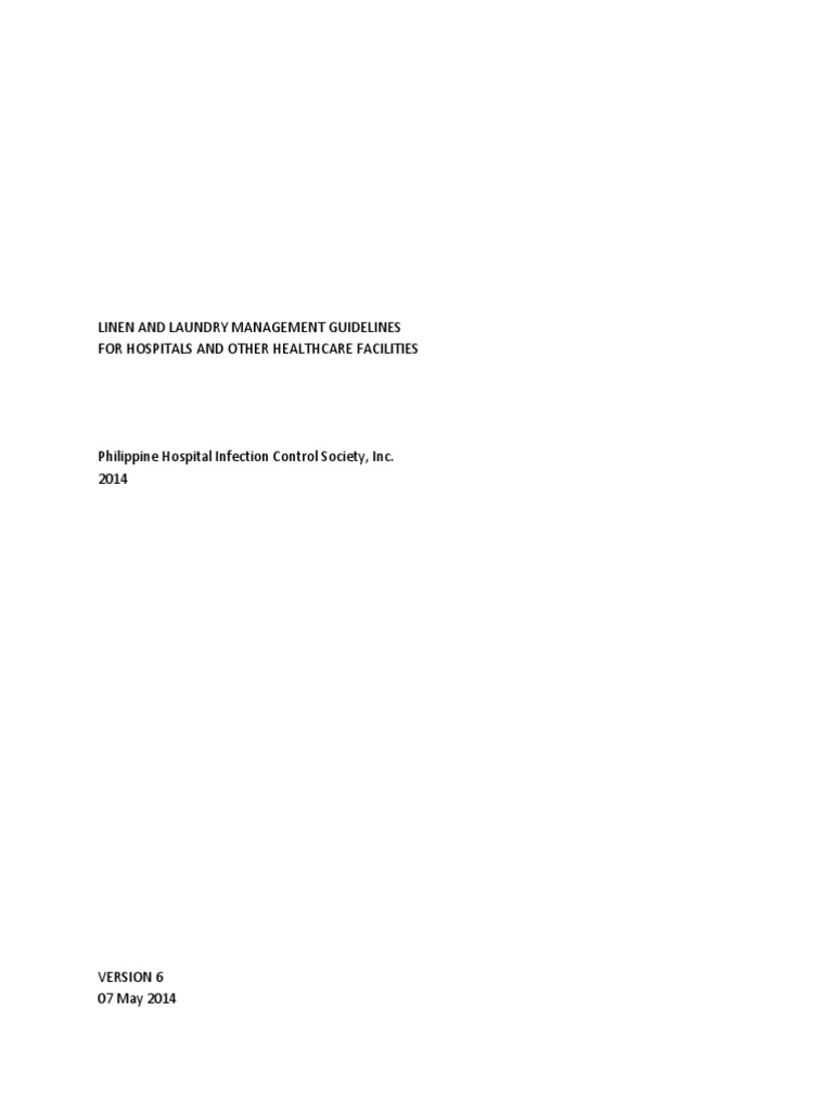 Linen and Laundry Management Guidelines PDF | PDF | Infection Control ...