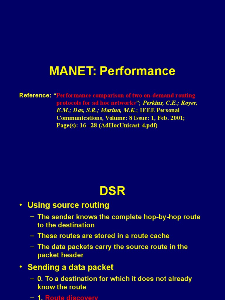 Manet Performance Performance Comparison Of Two On Demand Routing