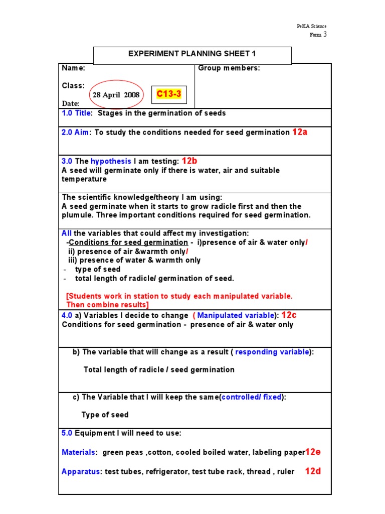 PeKA Science Form | PDF | Seed | Germination