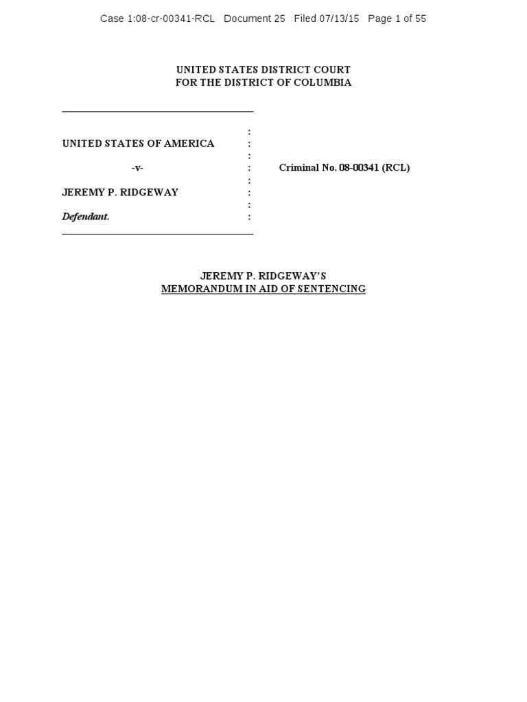 Ridgeway Def Sent Me M | PDF | United States Federal Sentencing ...