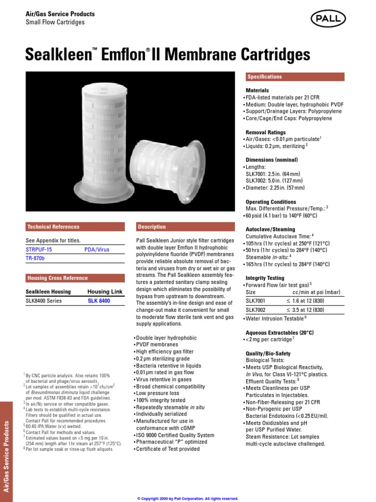 Filtros Sealkeen Emflon II | PDF | Sterilization (Microbiology) | Pressure