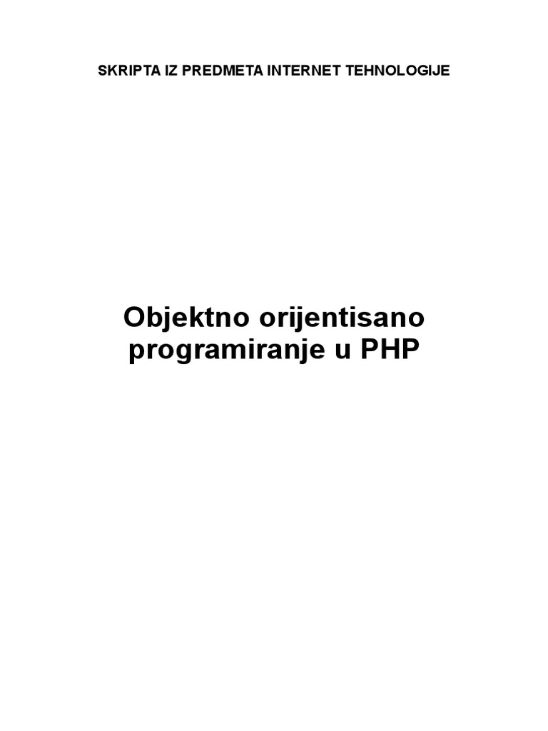 Objektno Orijentisano Programiranje U PHP | PDF