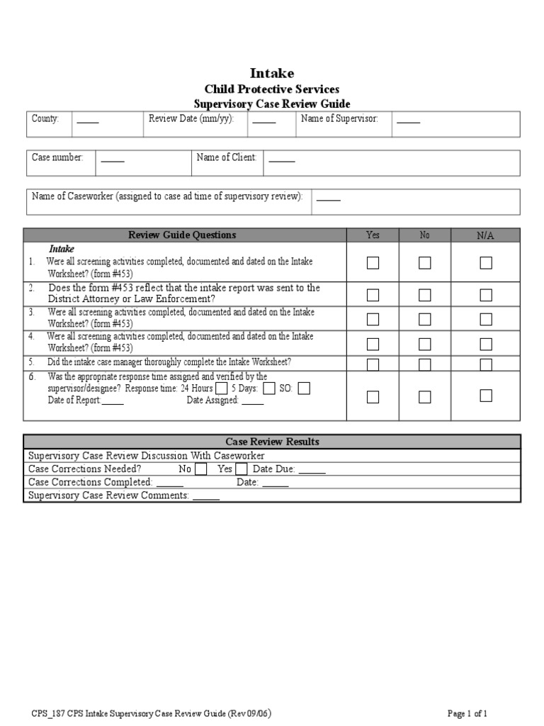 CPS Intake Supervisory Review Guide | PDF