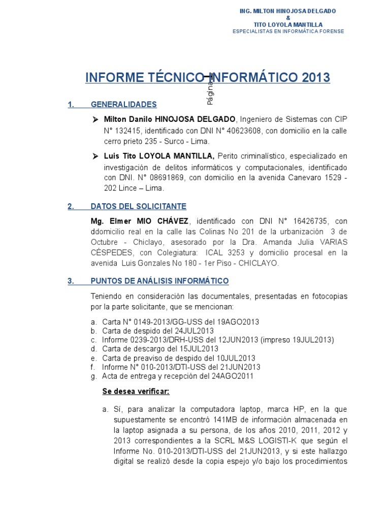 Informe Tecnico Informatico 2013 Vale