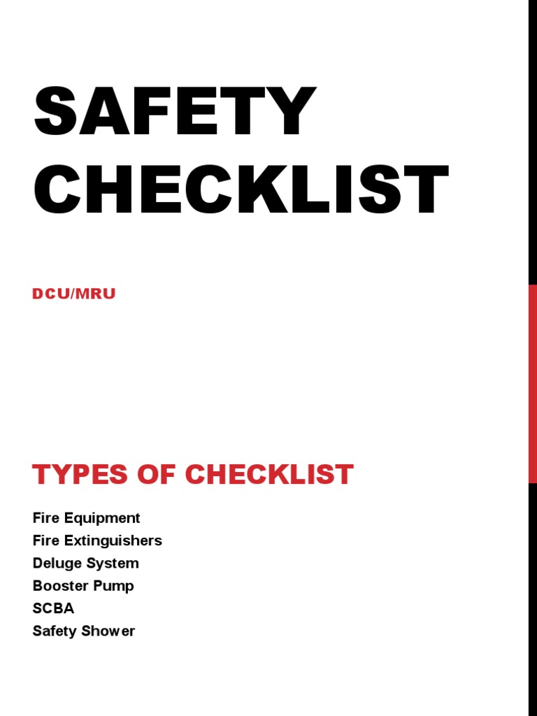 Safety equipment checklist | PDF | Valve | Equipment