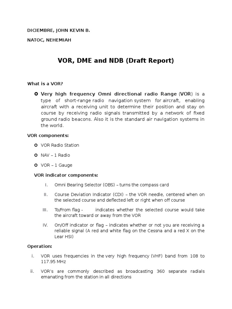 Vor Dme and NDB Draft | Download Free PDF | Radio Technology | Navigation