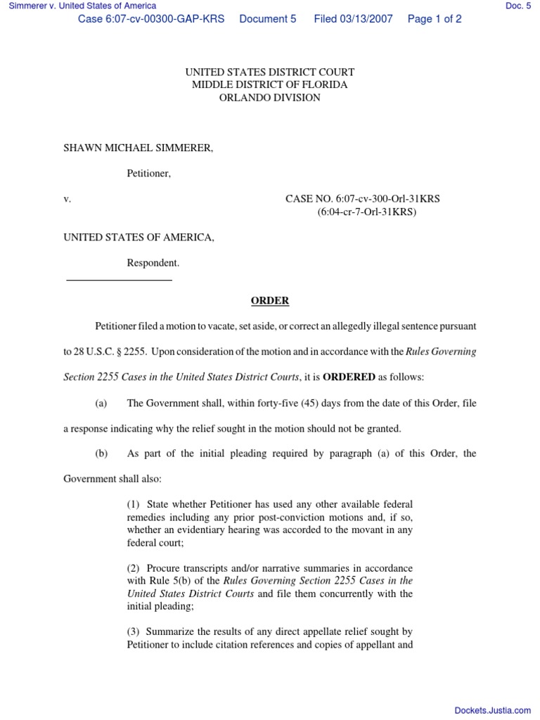 Simmerer v. United States of America - Document No. 5 | PDF | United ...