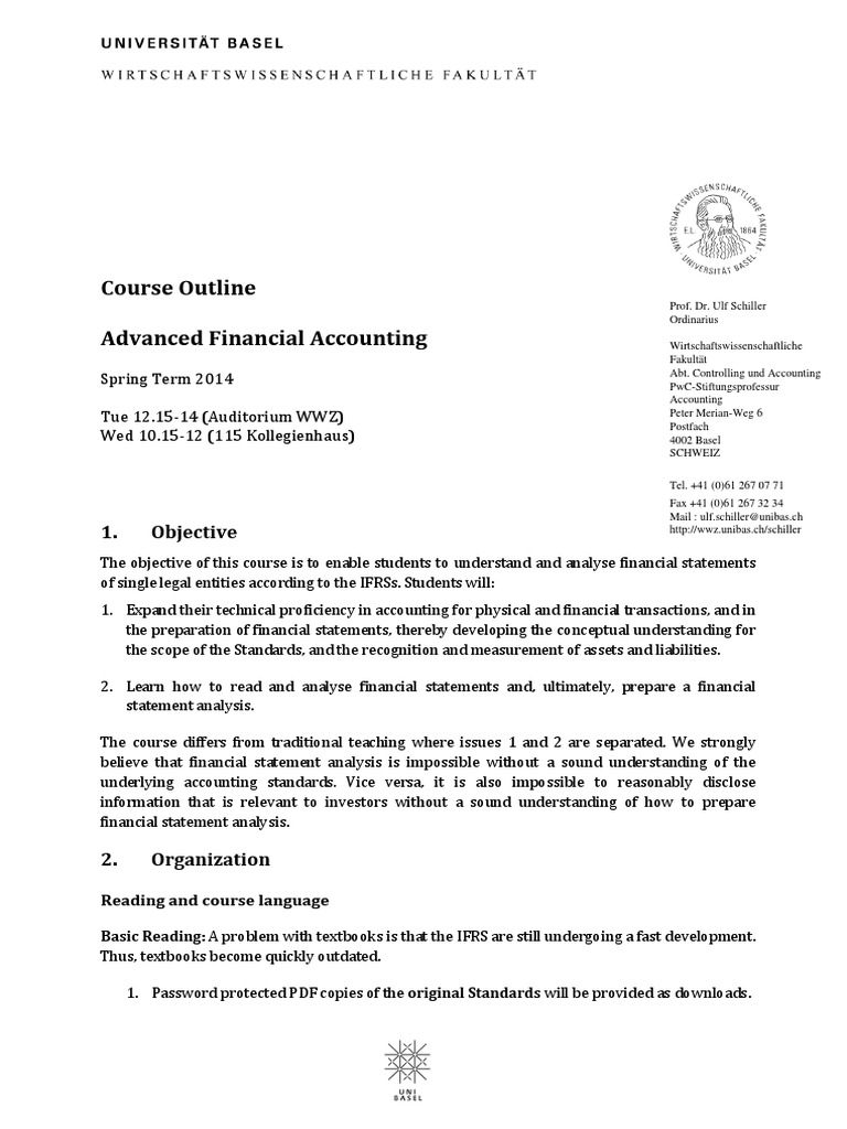 Advanced Financial Accounting Course Outline | International Financial ...