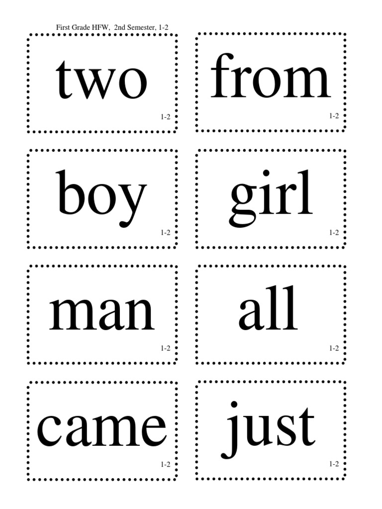 First Grade HFW: 2nd Semester List | PDF | Language Arts & Discipline ...