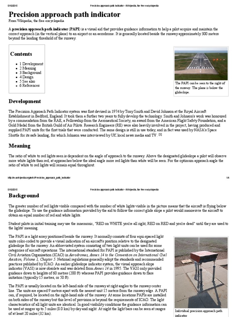 Precision Approach Path Indicator - Wikipedia, The Free Encyclopedia ...