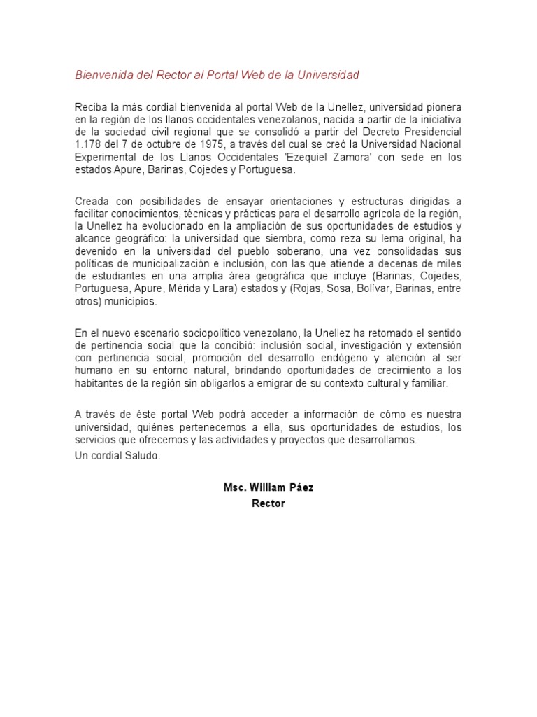 Unellez Proyecto | PDF | Universidad | Educación avanzada Unellez Proyecto | PDF | Universidad | Educación avanzada