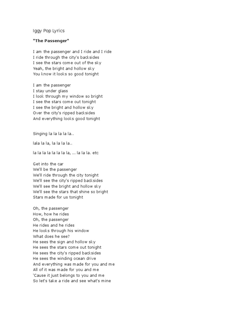 Iggy Pop Lyrics | PDF | Leisure