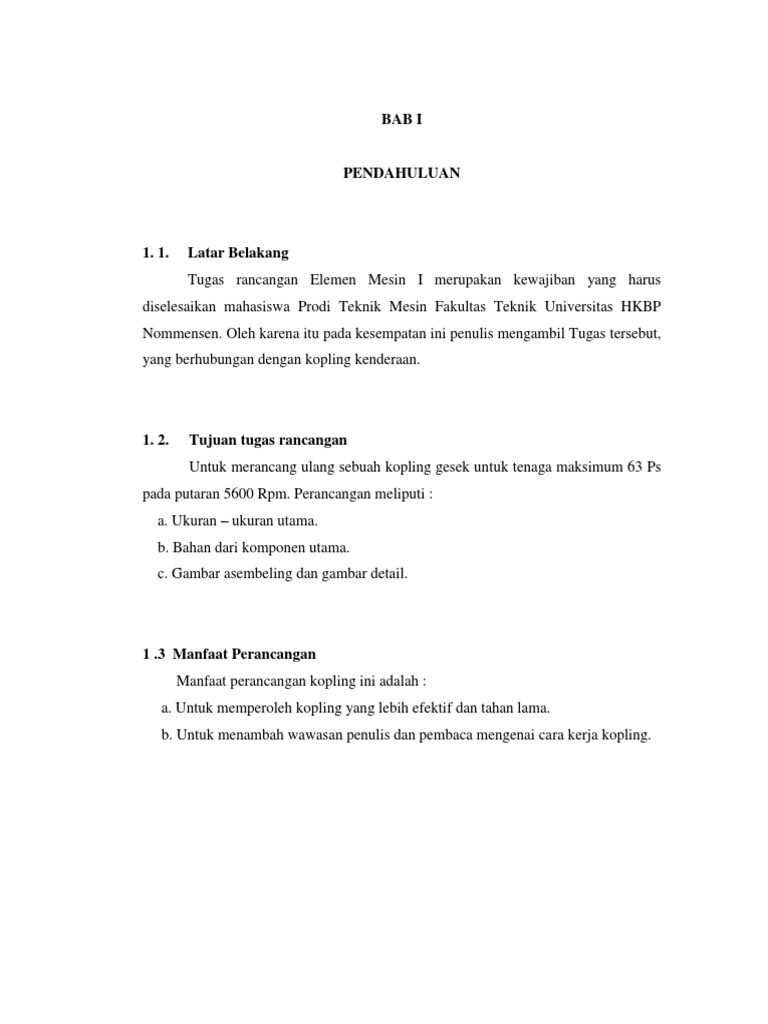 Tugas Rancangan Elemen Mesin 1 (Kopling) | PDF Tugas Rancangan Elemen Mesin 1 (Kopling) | PDF