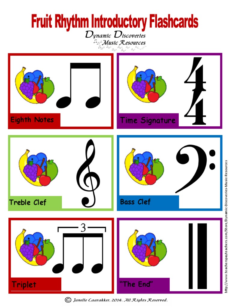 Rhythm Flashcards Fruit The Me | PDF