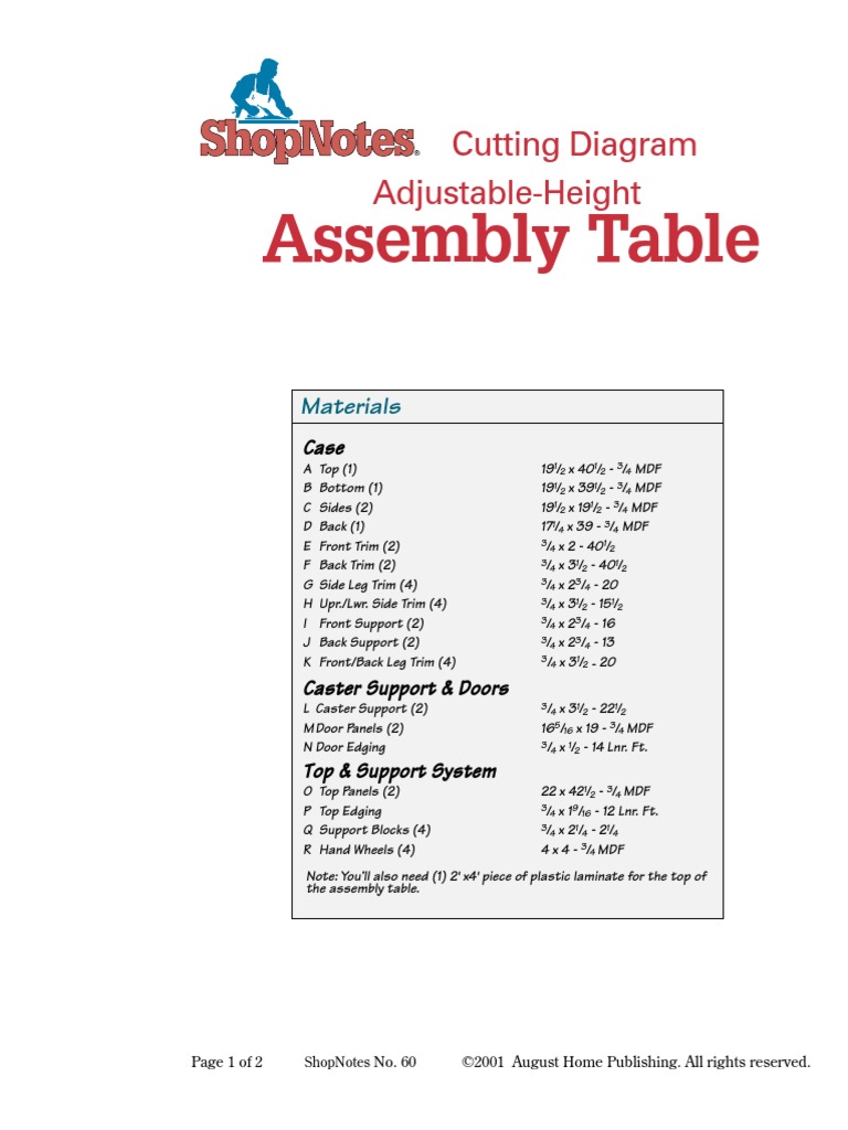 Adjustable Height Assembly Table | PDF