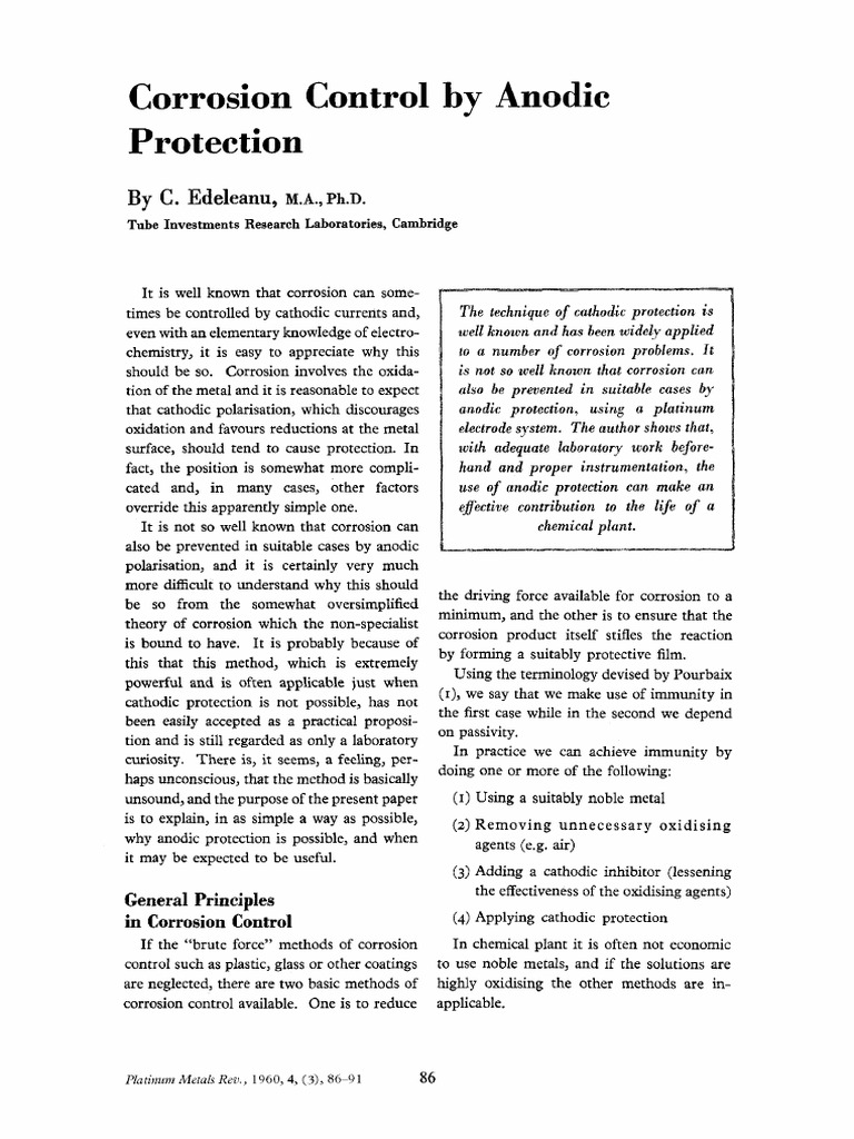 Anodic protection | Corrosion | Anode