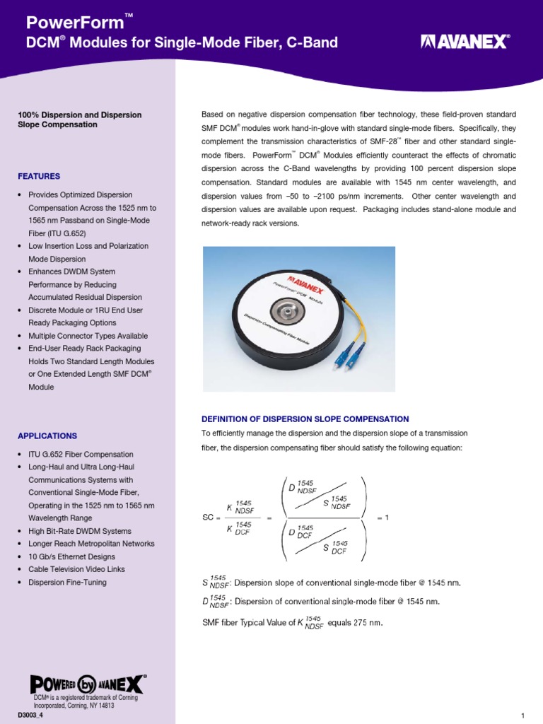 PowerForm DCM Modules For Single-Mode Fiber, C-Band | PDF | Dispersion ...