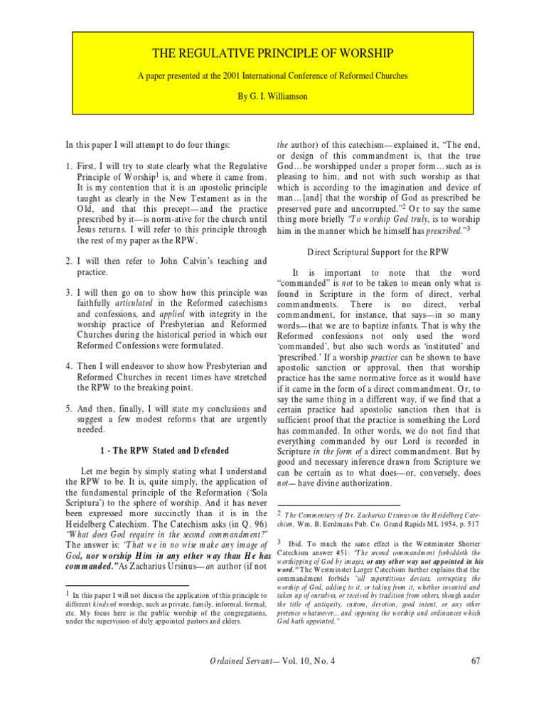 Regulative Principle | Download Free PDF | Calvinism | Catholic Church