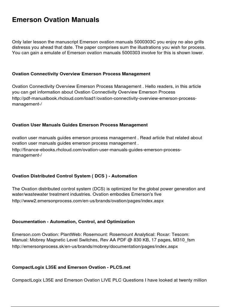 Emerson Ovation Manuals & Guides | PDF | Scada | E Books