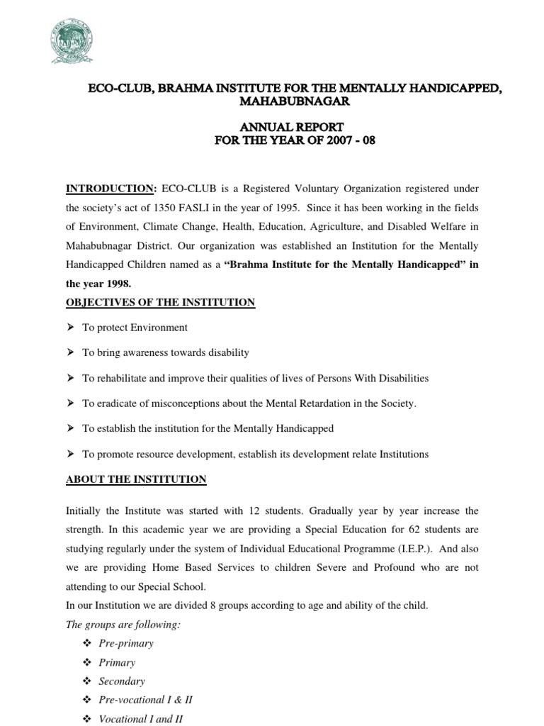Eco Club Overview and Objectives | PDF | Individualized Education ...