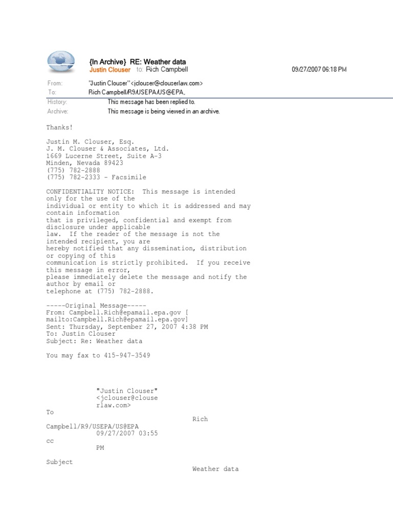 Weather Data Request Email | PDF | Law