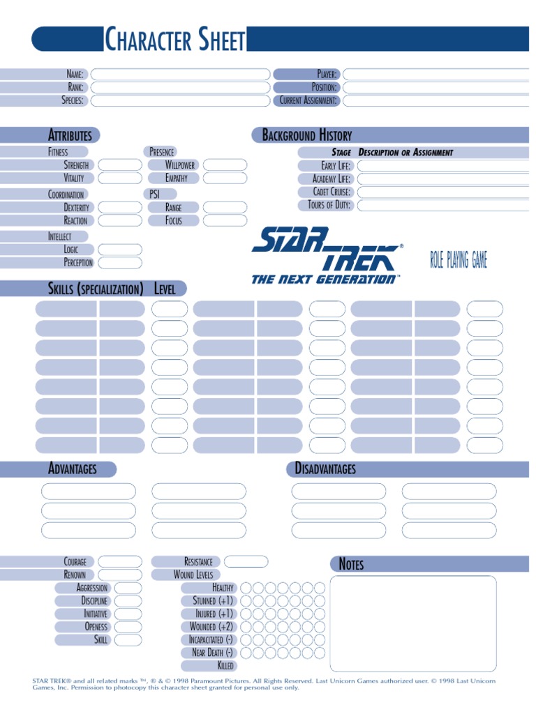 Lug Star Trek Character Sheet | PDF