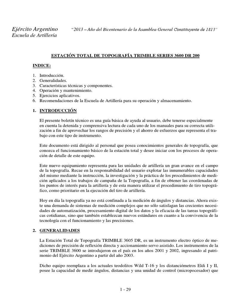 Estación Total Trimble 3605 DR: Guía de Uso | PDF | Programa de ...