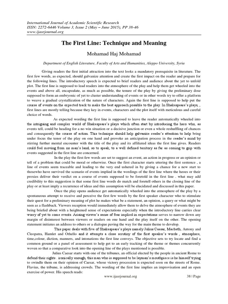 Analyzing Shakespeare's First Lines | PDF | Othello | Macbeth