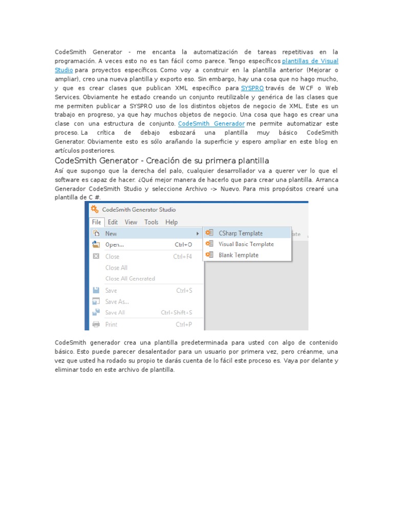 Codesmith Generator Paso A Paso Pdf Archivo De Computadora C