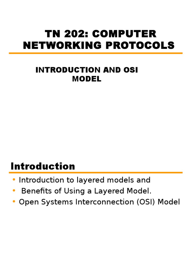 TN 202: Computer Networking Protocols: Introduction and Osi Model | PDF ...
