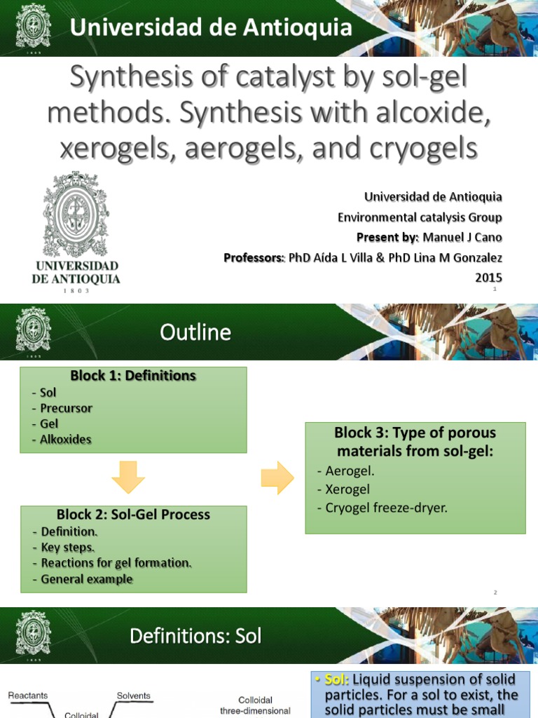 Topic 5 - Synthesis by Sol-gel Methods (MJC) | Gel | Catalysis
