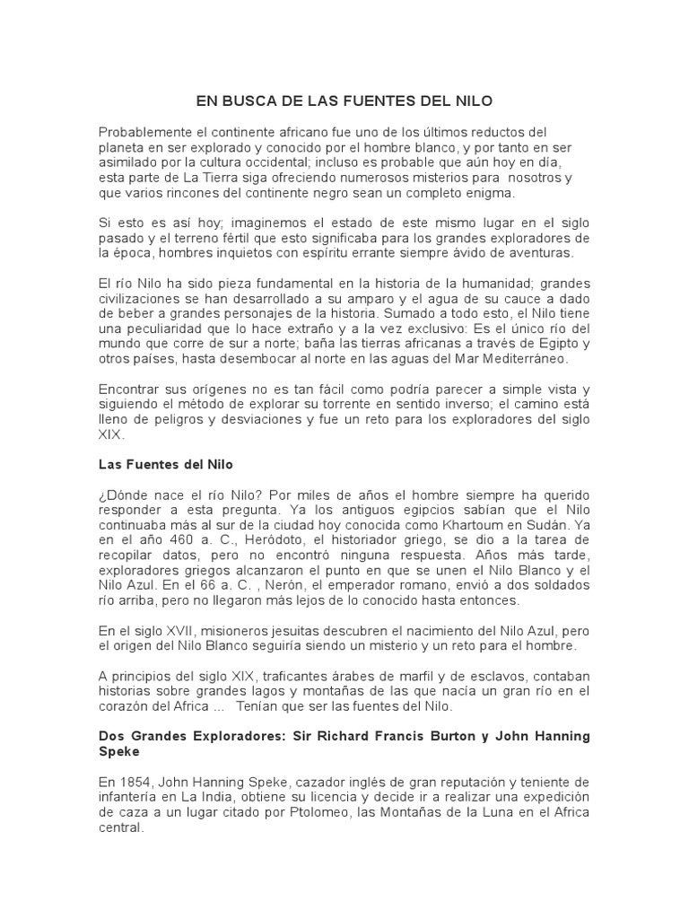 En Busca de Las Fuentes Del Nilo | PDF | Nilo