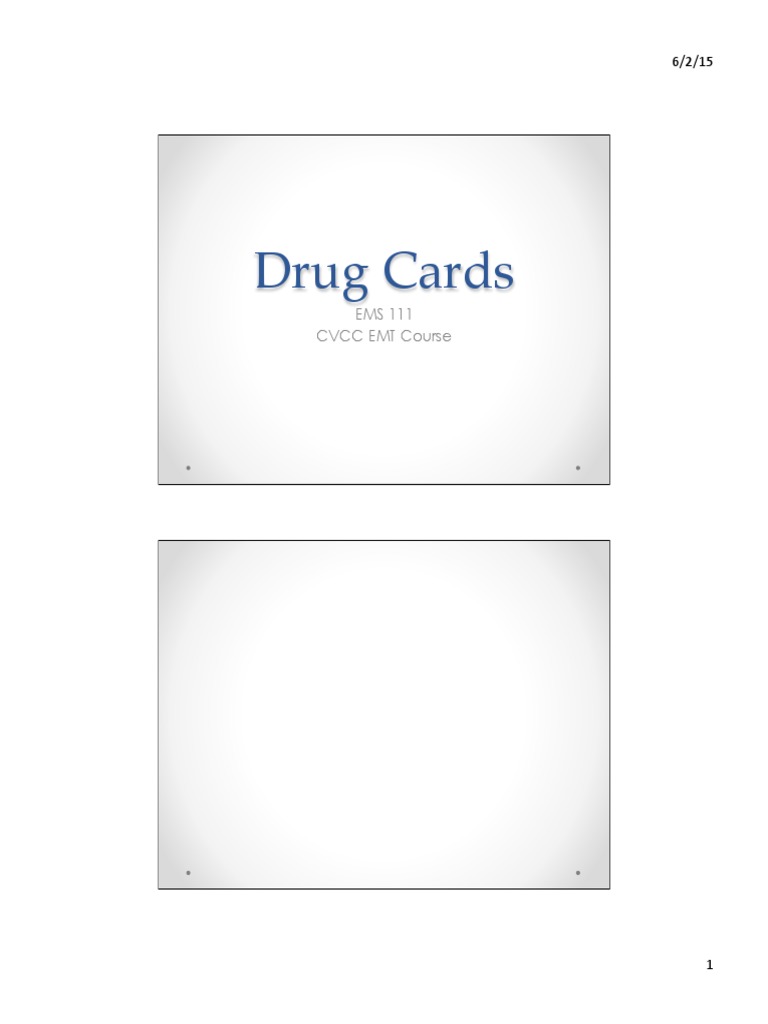 EMT Drug Cards and Pharmacology Guide | PDF | Aspirin | Epinephrine