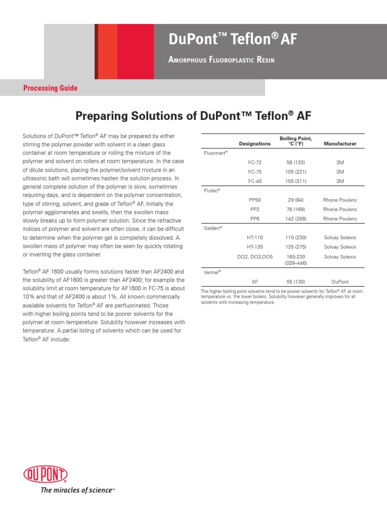 DuPont Teflon AF Processing Guide | PDF | Solution | Filtration