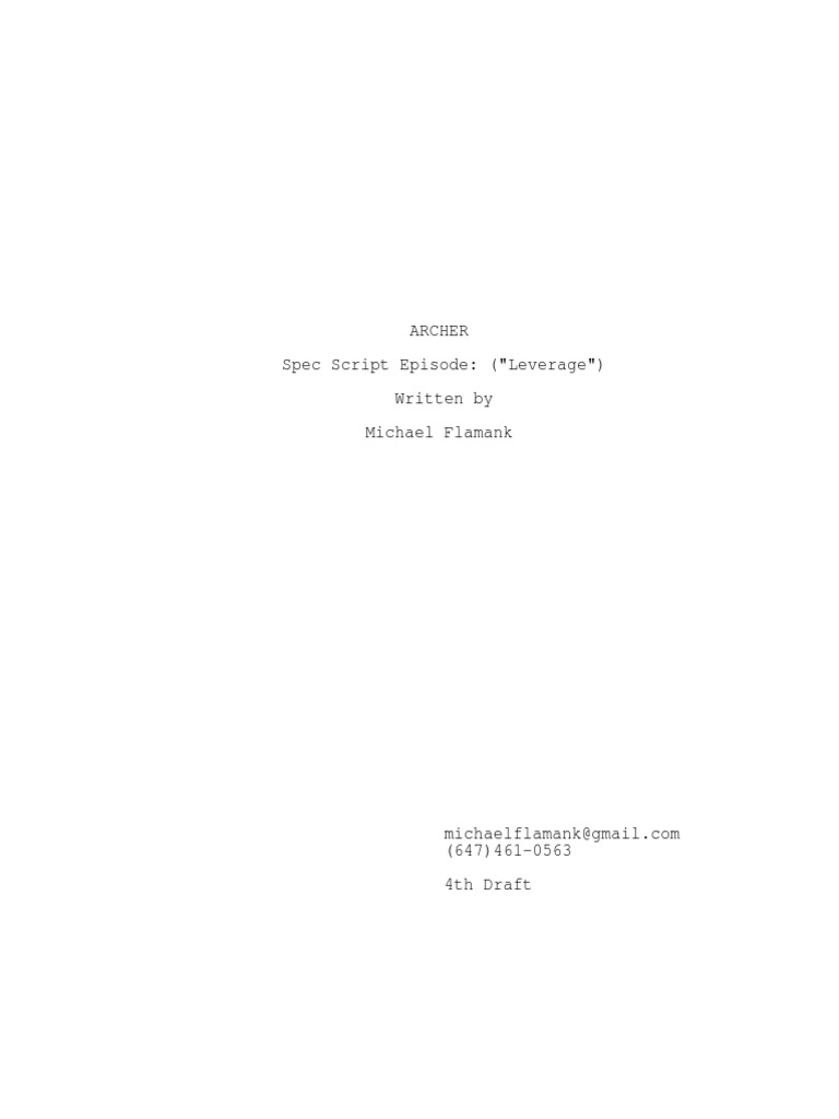 Archer Spec Script - Leverage | PDF | Leisure
