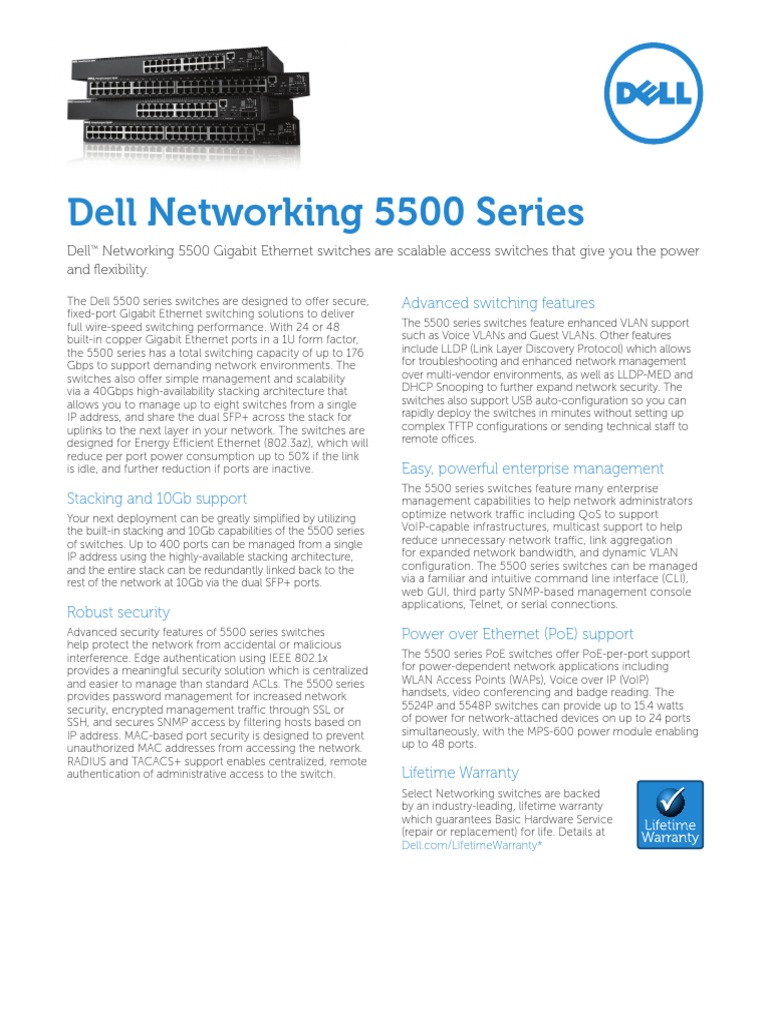 Dell PowerConnect 5500 Series - Spec Sheet | PDF | Network Switch ...