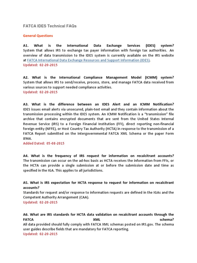 Fatca Ides Technical Faqs | PDF | Public Key Cryptography | Xml