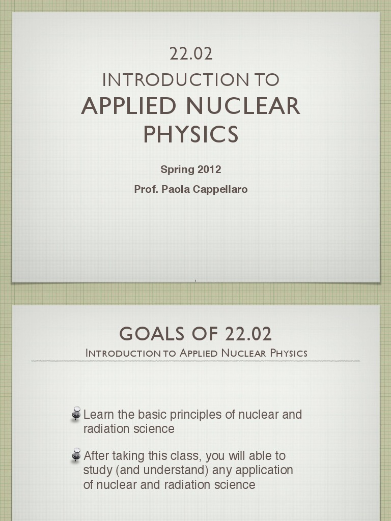 22.02 Introduction To: Applied Nuclear Physics | PDF | Isotope | Atomic ...