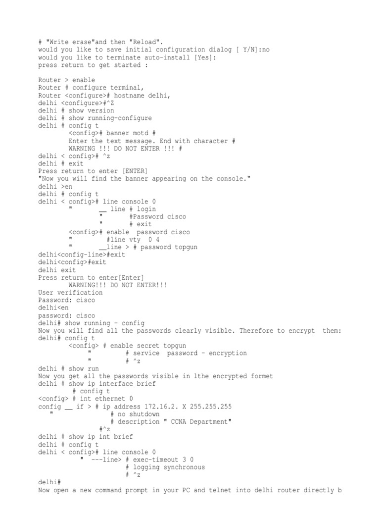 Ccna Commands and Lab | PDF | Ip Address | Router (Computing) Ccna Commands and Lab | PDF | Ip Address | Router (Computing)