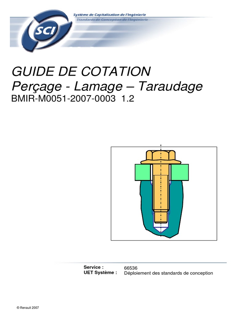 Guide de Cotation - Perçage - Lamage - Taraudage | PDF | Vis de fixation