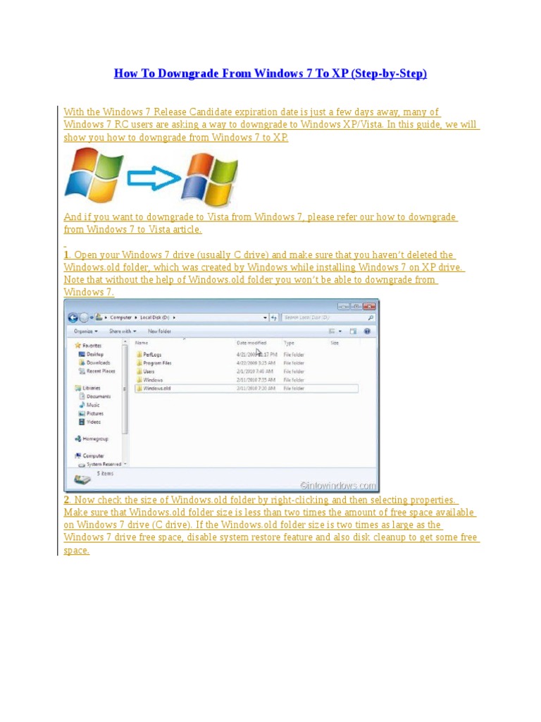 Downgrade From Windows 7 To XP | PDF | Windows 7 | Microsoft Windows