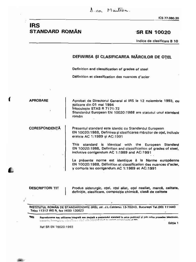 En 10020 Romana | PDF
