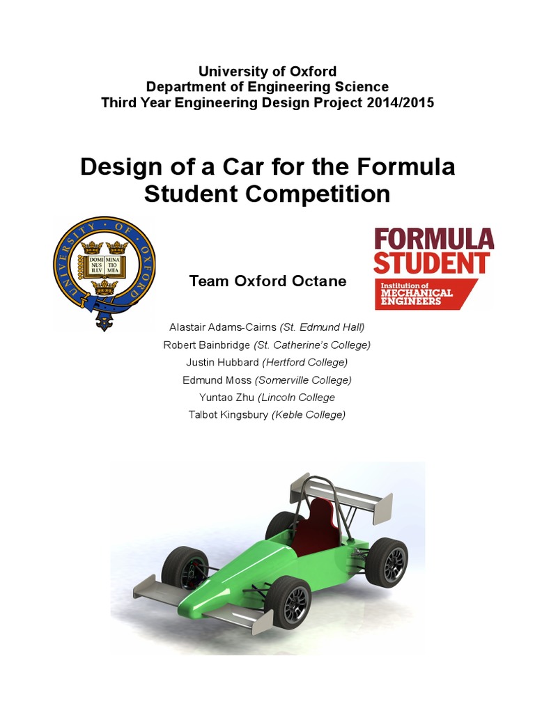 Design of a Car for the Formula Student Competition | PDF ...