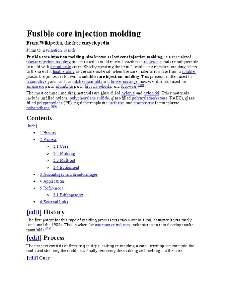 Fusible Core Injection Molding | PDF | Building Materials | Industrial ...