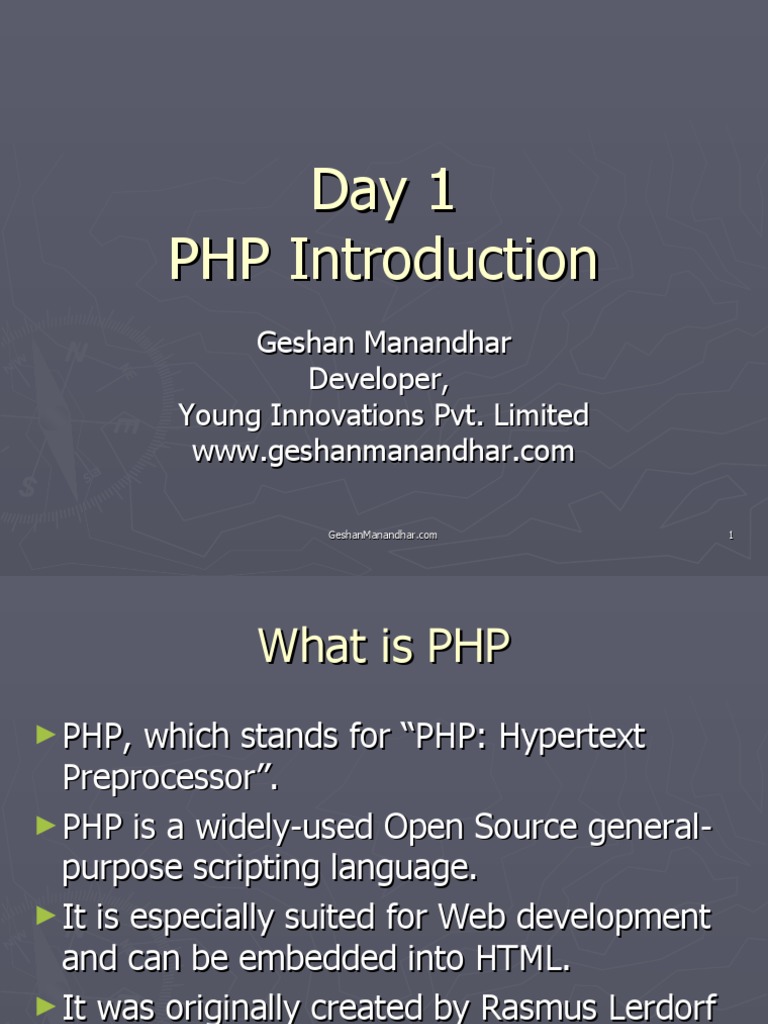 Day 1 PHP Introduction | PDF | Php | Computer Engineering