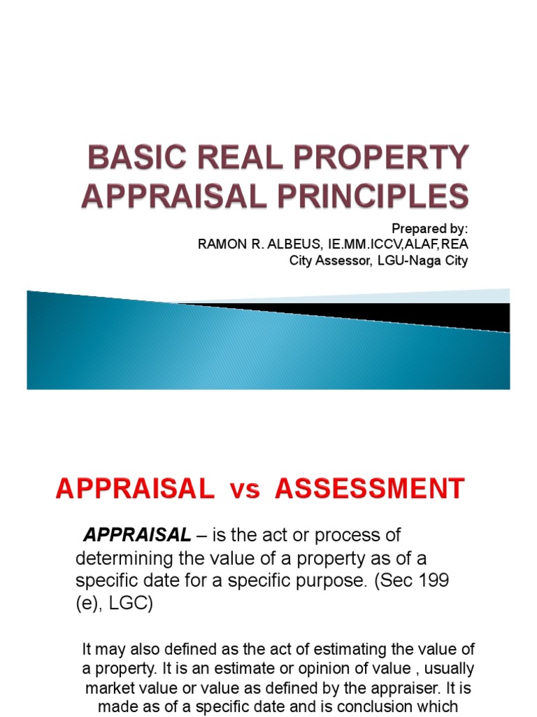 Real Property Appraisal Principles | PDF | Real Estate Appraisal ...