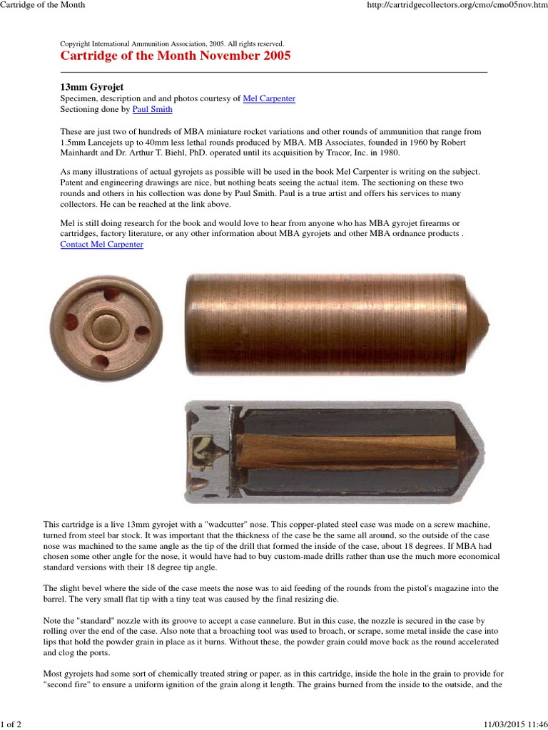 Amm 13mm Gyrojet | PDF | Cartridge (Firearms) | Firearms