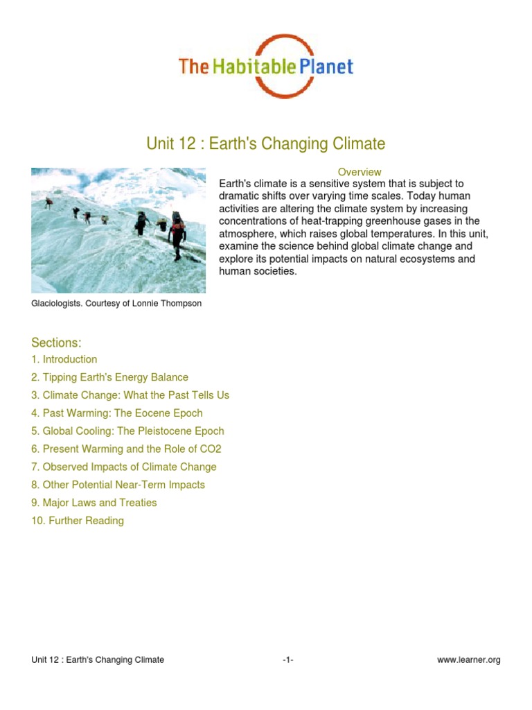 Unit 12: Earth's Changing Climate: Sections | PDF | Global Warming ...